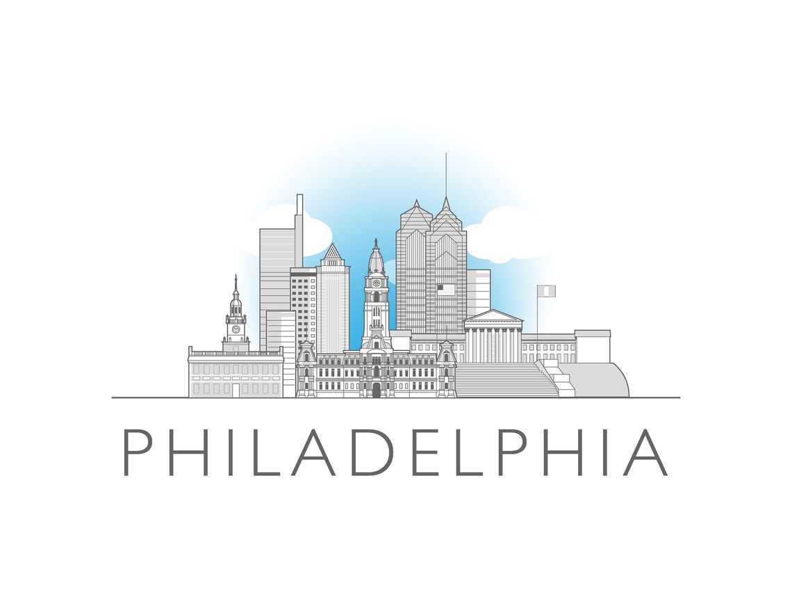 Philadelphia, Pennsylvania, Cityscape Illustration Digital File - Etsy