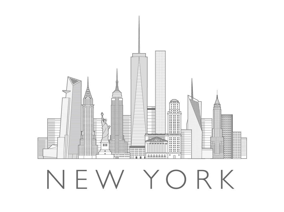 New York City City Cityscape Illustration Custom Digital File - Etsy