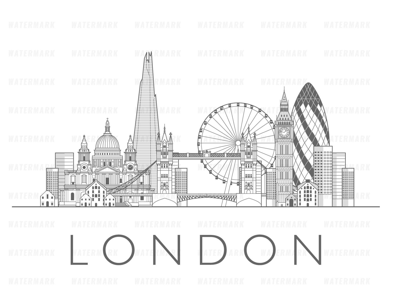 London, UK, Cityscape Illustration Digital File - Etsy