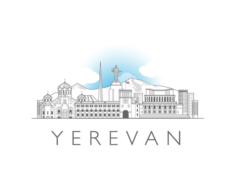 Yerevan City, Armenia, Cityscape Illustration Digital File - Etsy