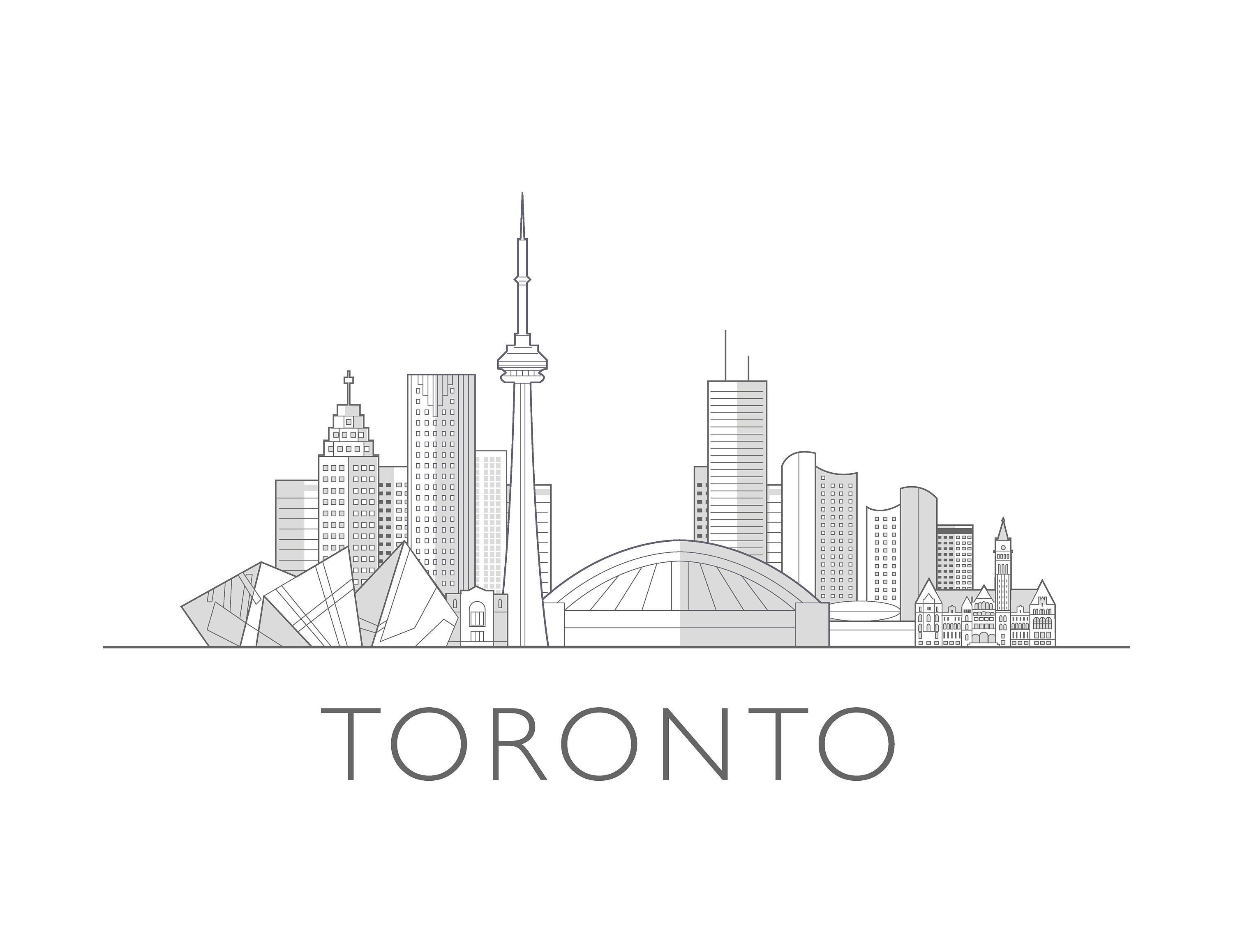 Toronto Cityscape Illustration Digital File in Black and White - Etsy