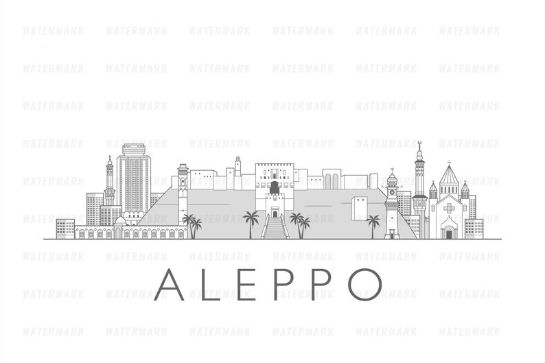 Aleppo, Syria Cityscape Illustration Digital File - Etsy