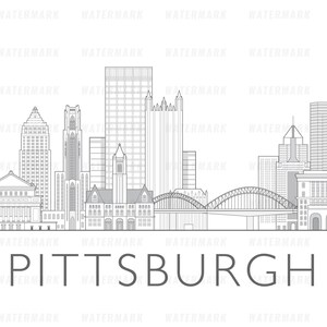 Pittsburgh, Pennsylvania, USA, Skyline Cityscape Illustration Digital ...