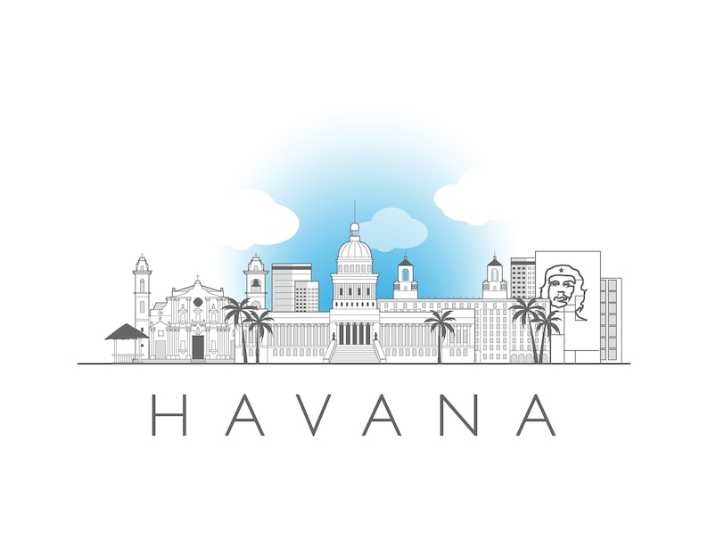 Havana, Cuba, Cityscape Illustration Digital File - Etsy