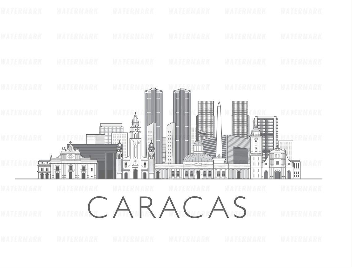 Caracas, Venezuela Cityscape Skyline Illustration Digital File - Etsy
