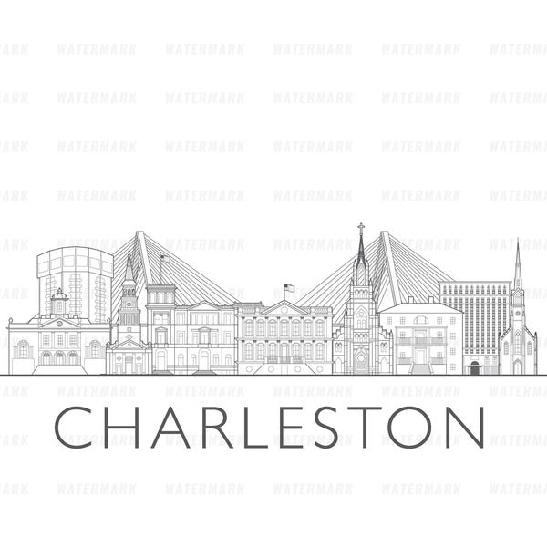 Charleston Skyline - Etsy