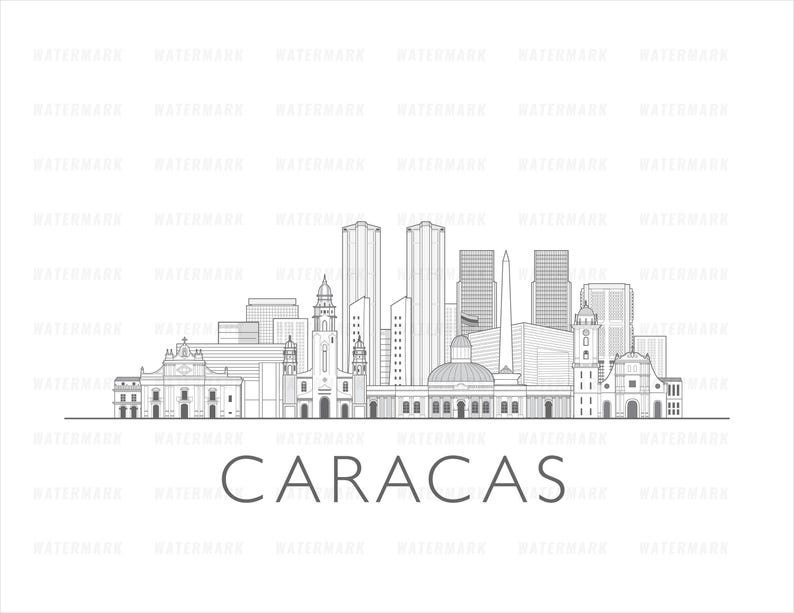 Caracas, Venezuela Cityscape Skyline Illustration Digital File - Etsy