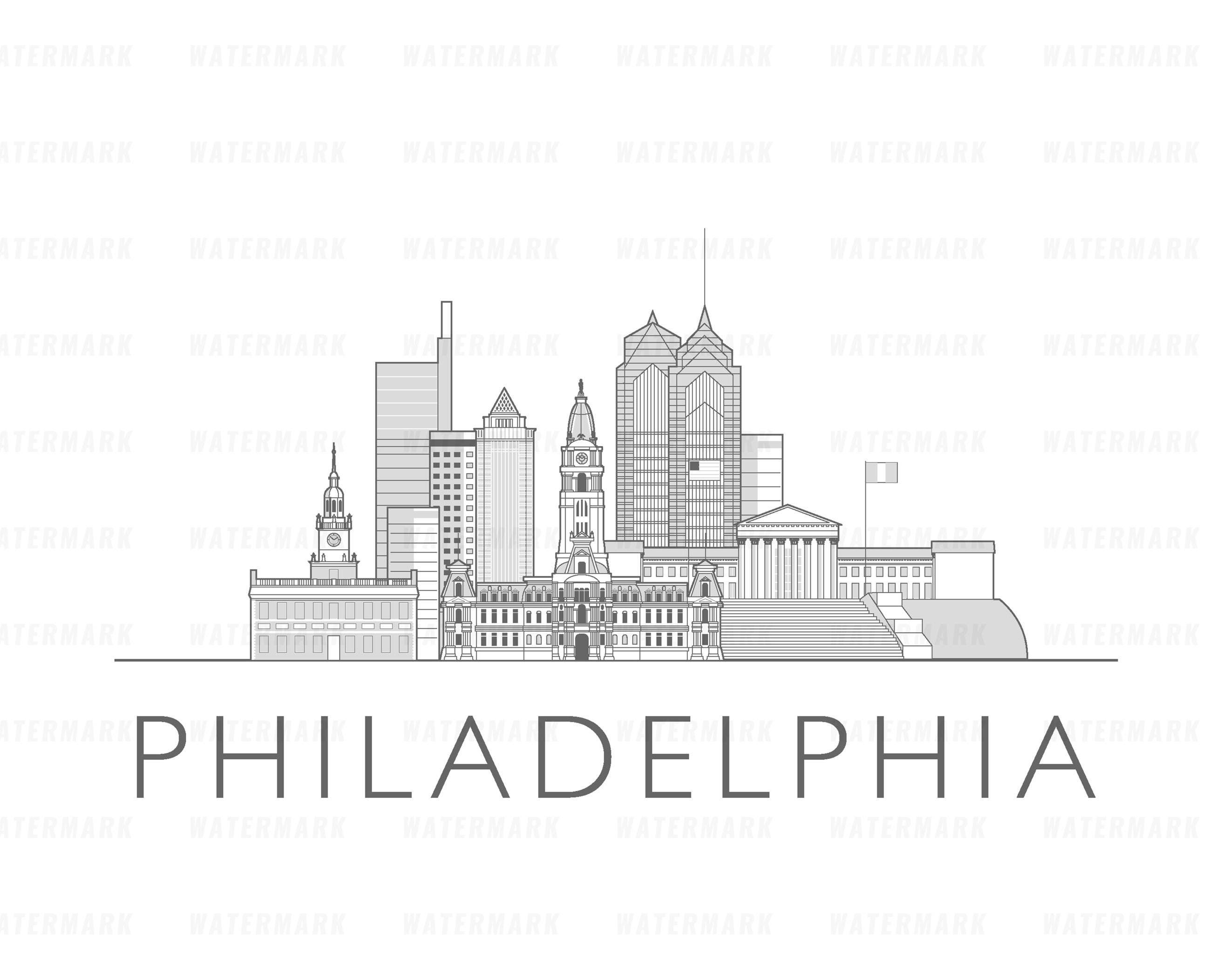 Philadelphia, Pennsylvania, Cityscape Illustration Digital File - Etsy