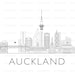 Auckland, New Zealand, Skyline Cityscape Illustration Digital File B&W ...