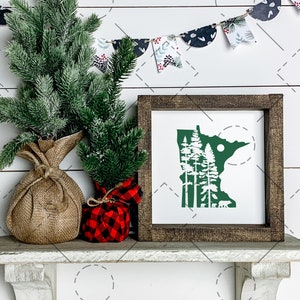 Minnesota SVG, Minnesota Design With Pine Trees and Bears, Minnesota ...