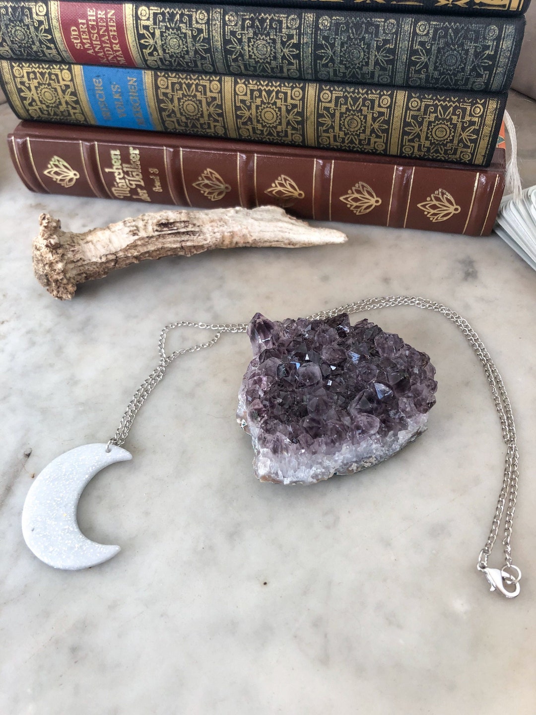 Moon Necklace Silver, Witchcore Jewelry, Wicca Jewelry, Gothic Jewelry ...