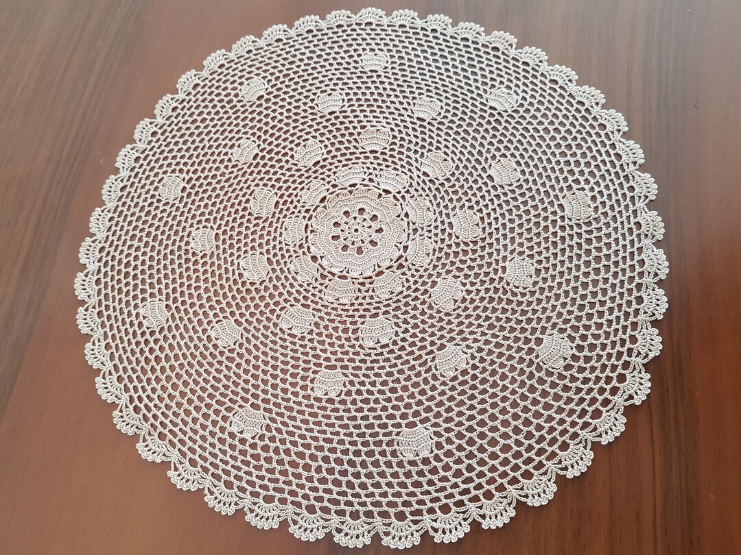 Lace Doily, Round Coffee Table Cloth, Handmade Crochet Doily, Vintage ...