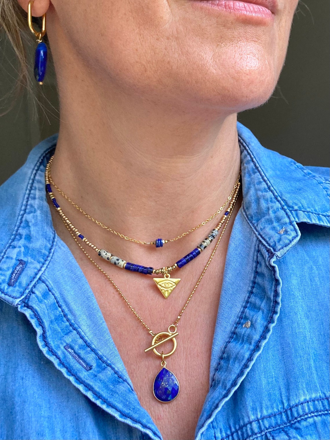 Colliers lapis-lazuli/ Colliers bleu/ Colliers pierres - Etsy France