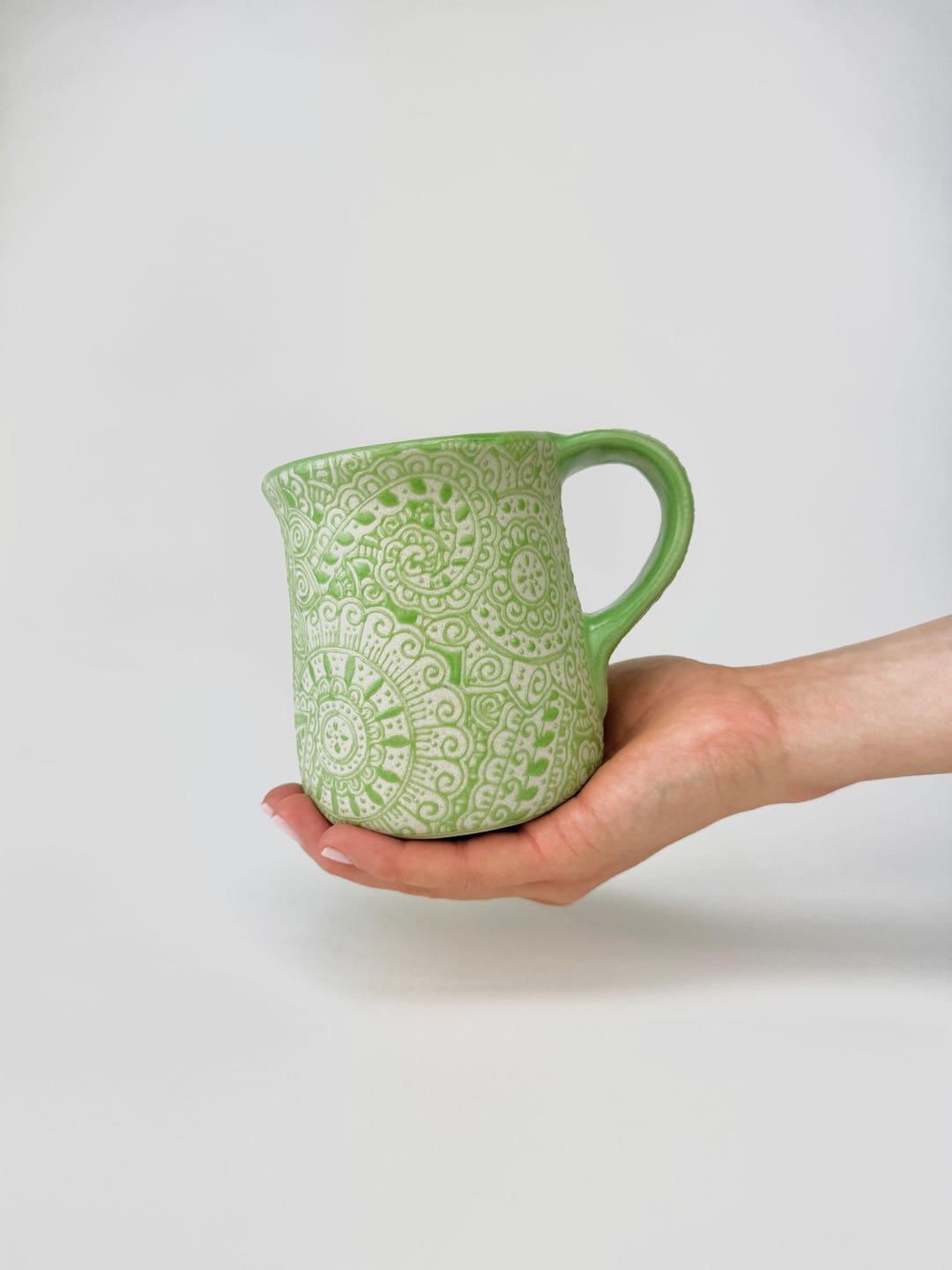 Light Verde Lina 14oz Mexican Textured Clay Mug - Pottery Mug, Handmade ...