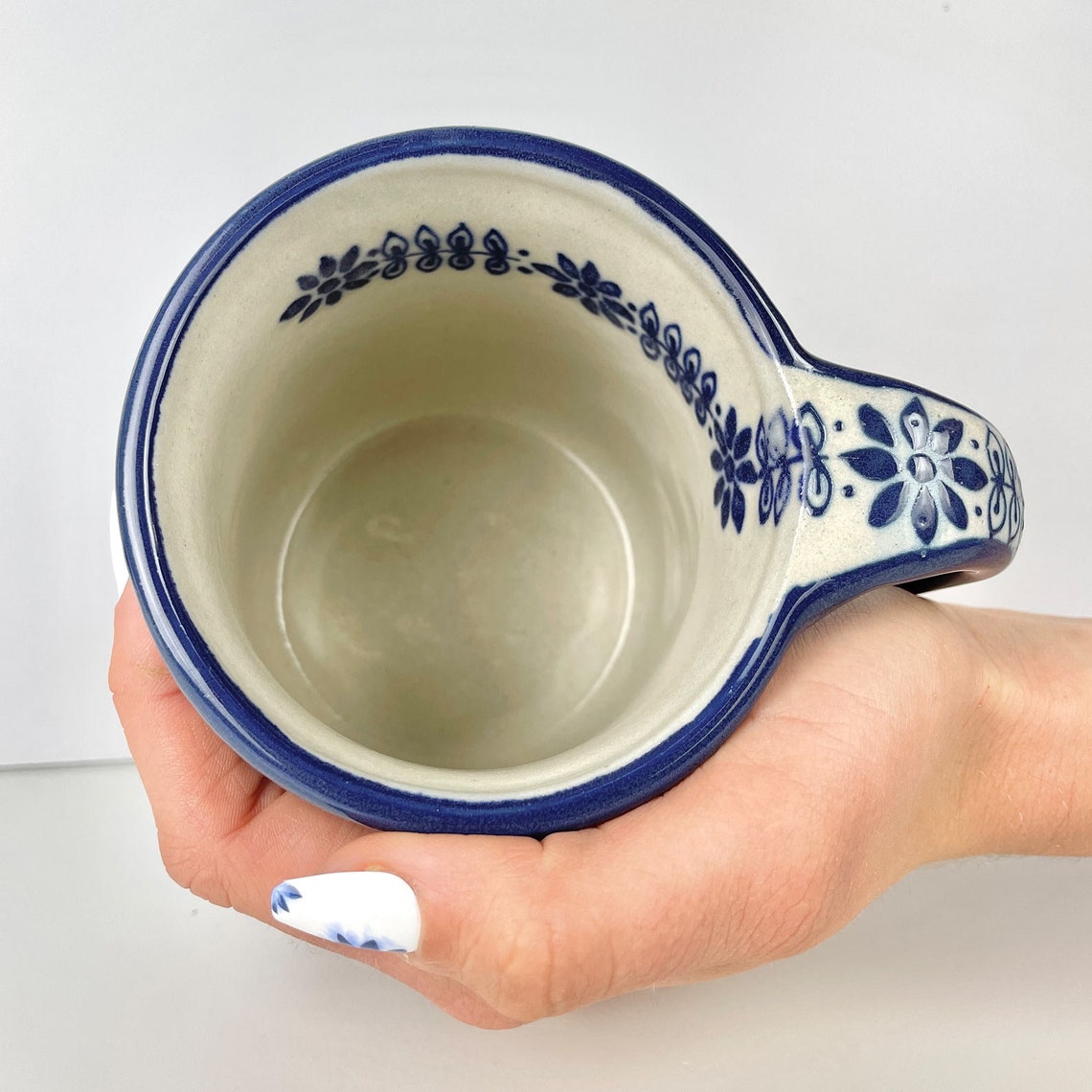 Blue Lina 14oz Mexican Textured Clay Mug - Pottery Mug, Handmade ...