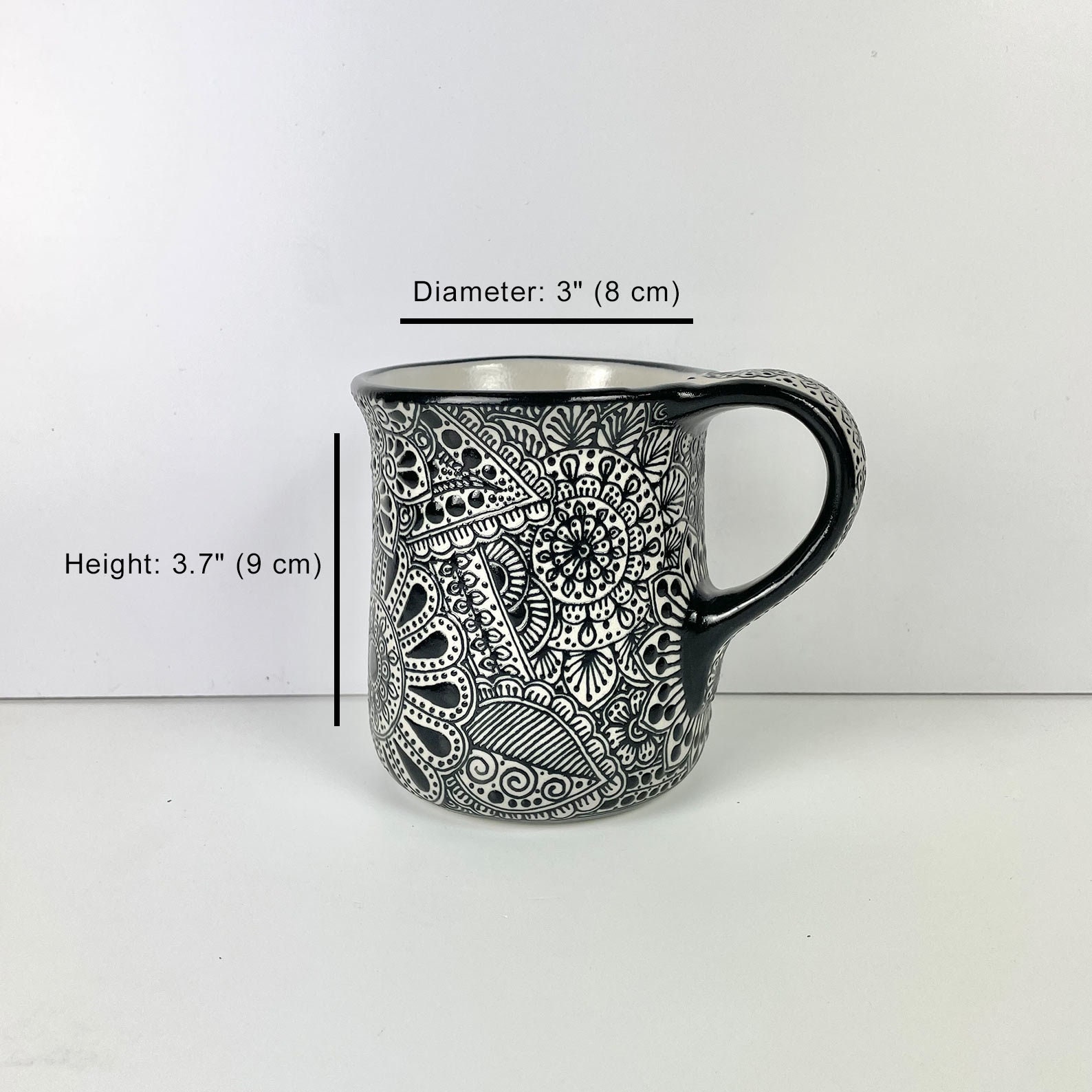 Black Lina 14oz Mexican Textured Clay Mug - Pottery Mug, Handmade ...