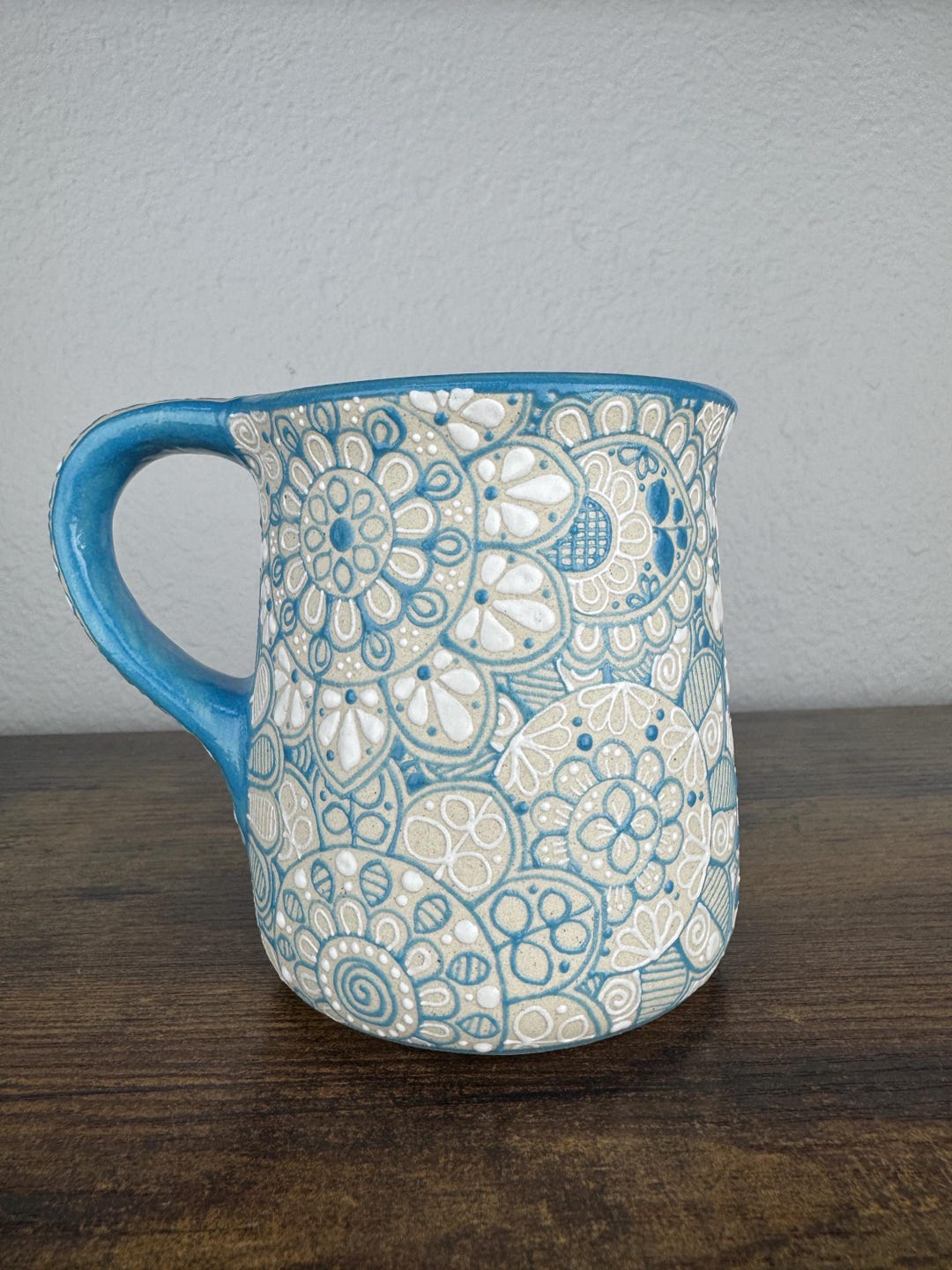 Igloo Azul Lina 14oz Mexican Textured Clay Mug - Pottery Mug, Handmade ...