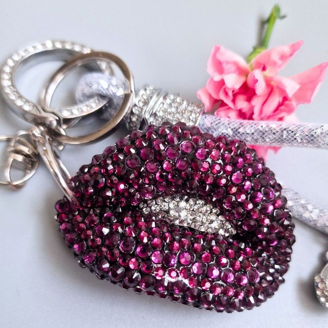 Glamorous Rhinestone Lips Keychain, Unique and Eye-catching Gift Idea ...