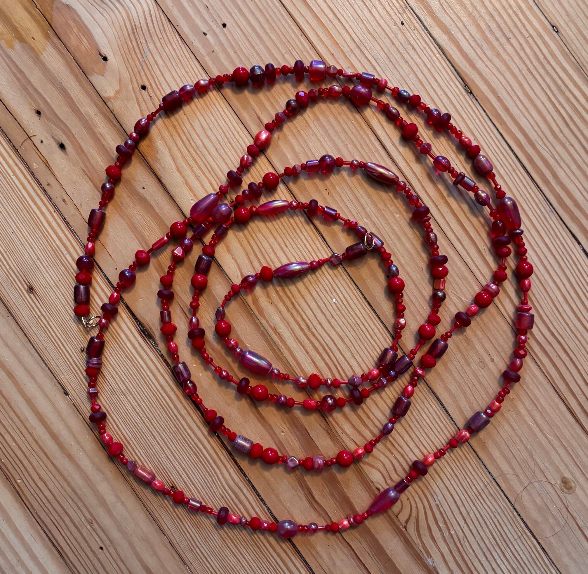 Red Beaded Christmas Tree Garland - Etsy