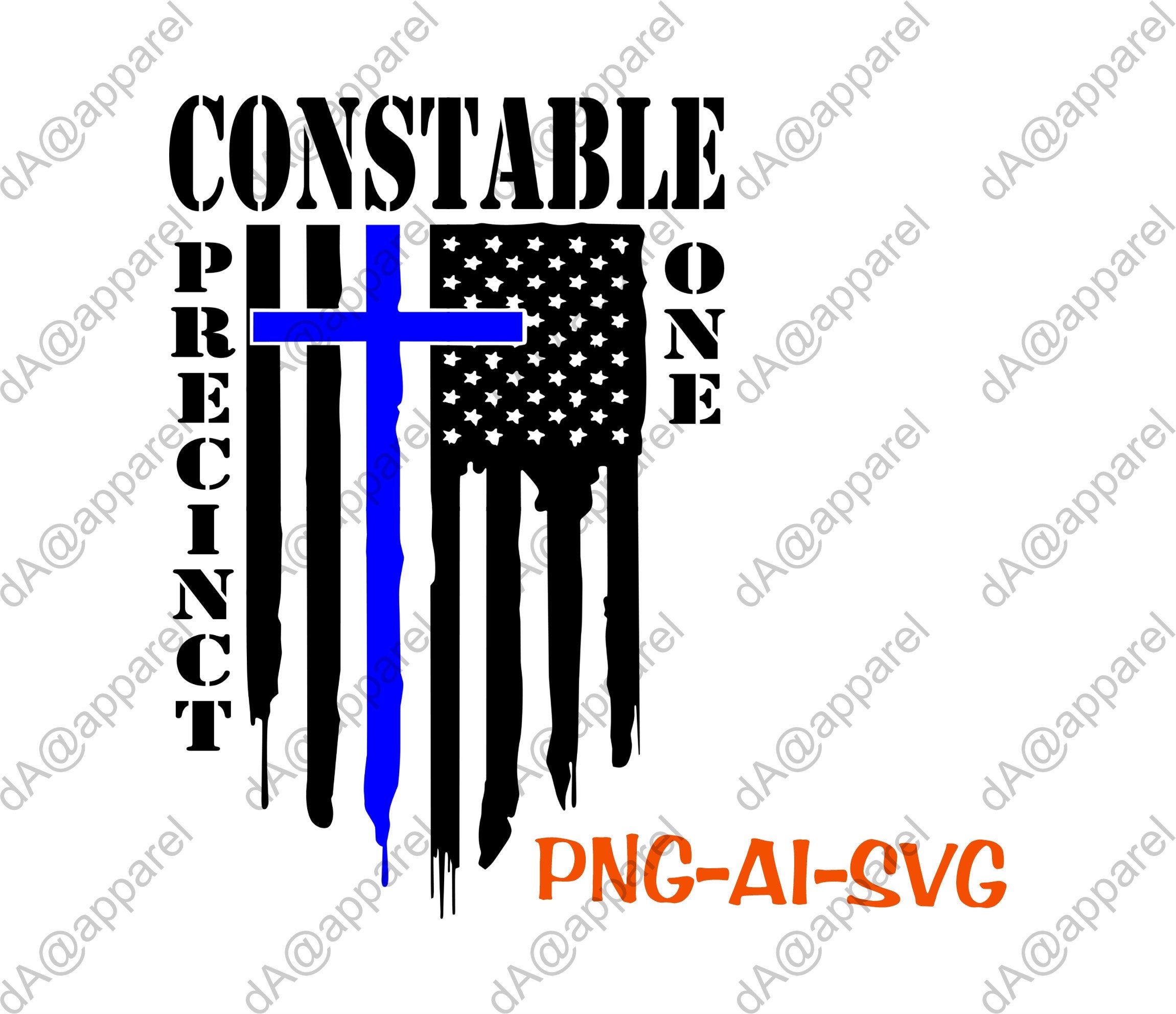 POLICE, Deputy Constable PCT 1, Thin Blue Line Cross USA Flag, Sheriff ...