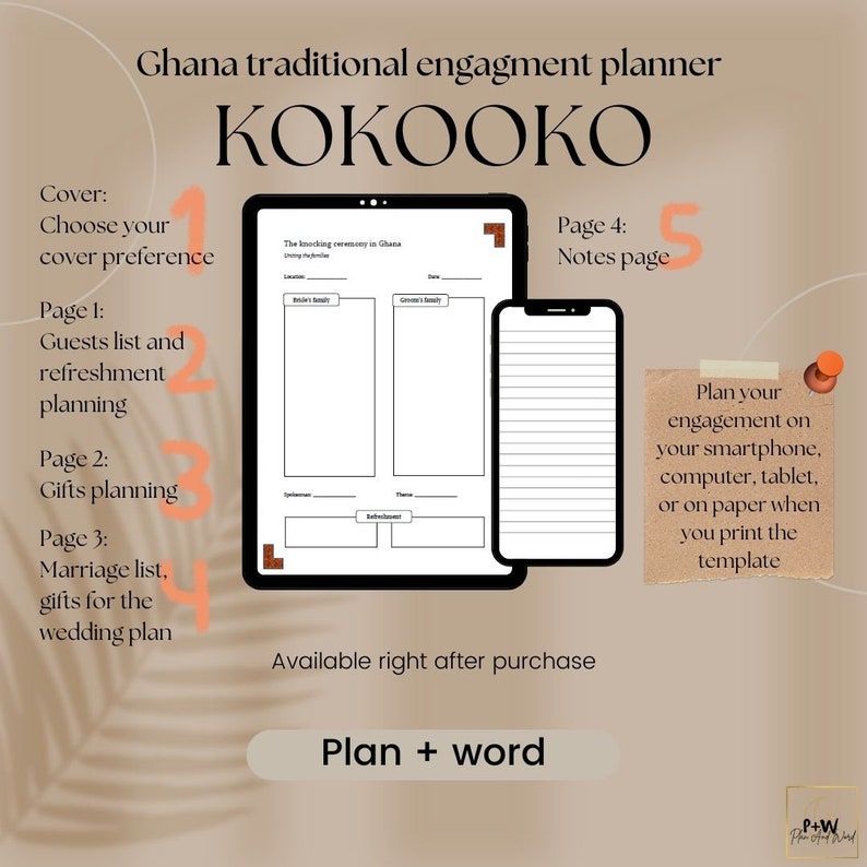 Ghana Traditional Engagement Planning Template | Digital - Option 1 - Etsy