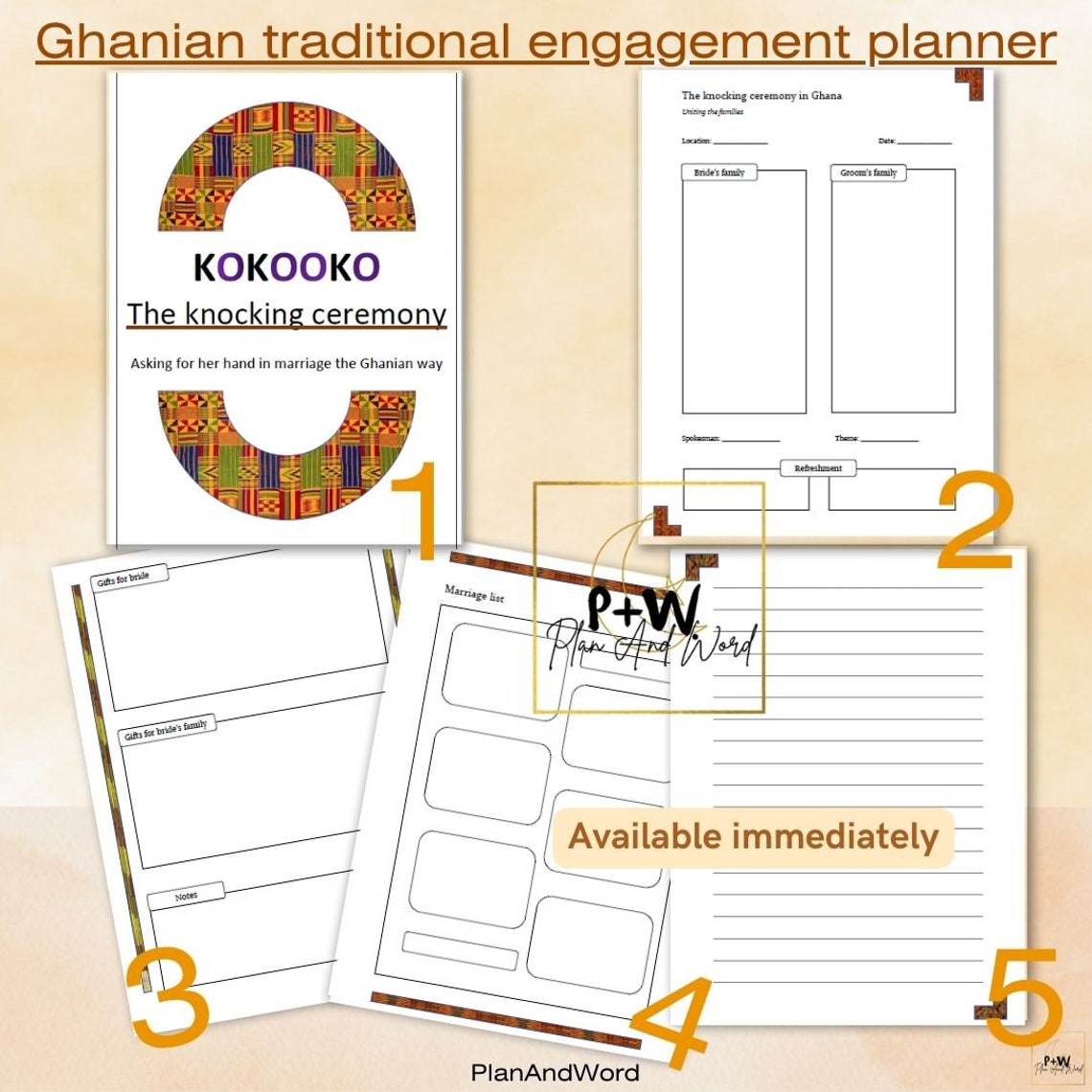 Ghana Traditional Engagement Planning Template Download Option 2 - Etsy UK