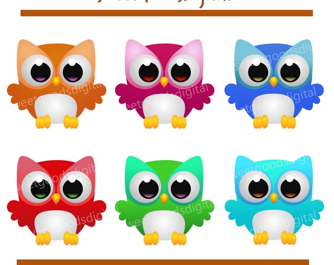 Doodly Owls Hand Drawn Cute Owl Illustration Clip Art for Scrapbooking ...