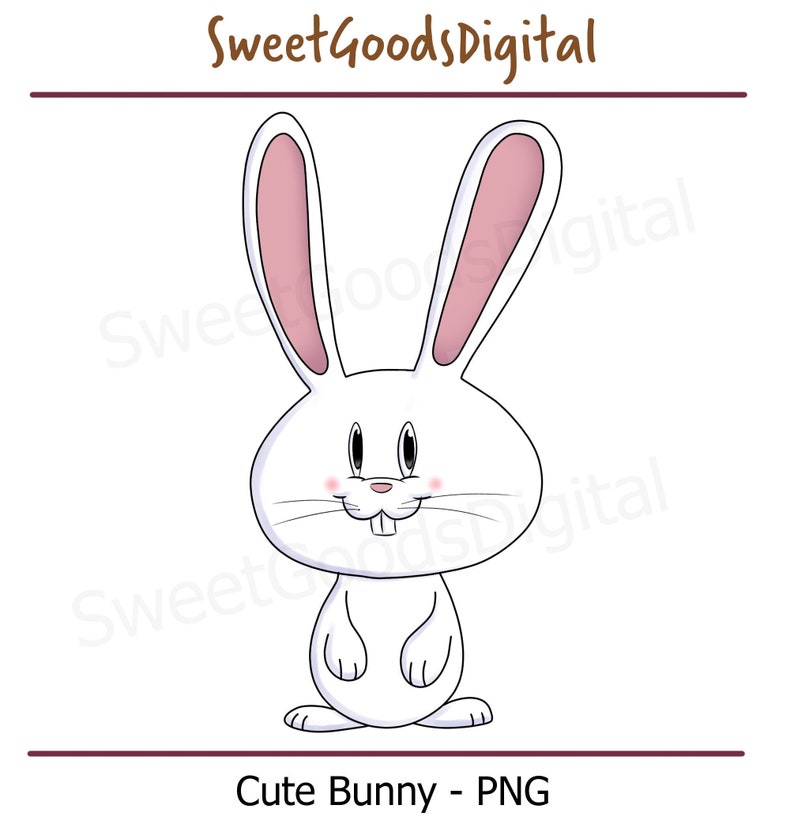 Cute Bunny Clip Art - Commercial Use Cartoon Bunny - Bunny PNG, Rabbit ...