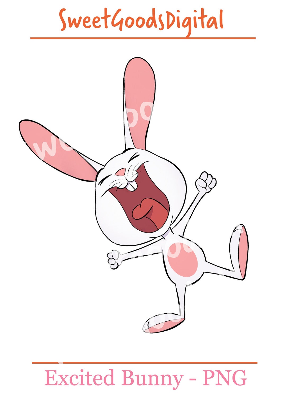 EXCITED BUNNY Clip Art - Cartoon Bunny for Easter - Commercial and ...