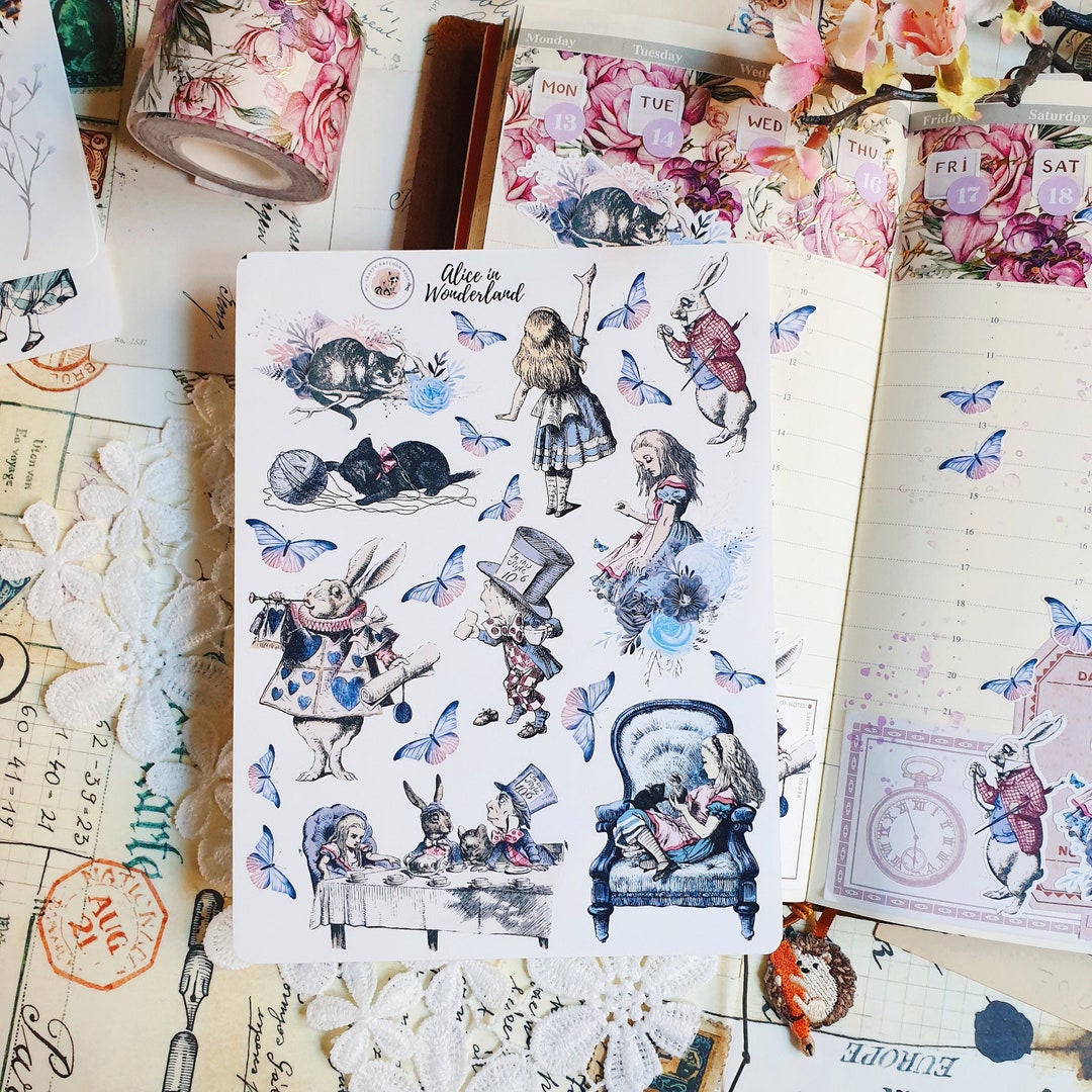 Alice in Wonderland Stickers/ Book Stickers/ Matt Vinyl Nature Sticker ...