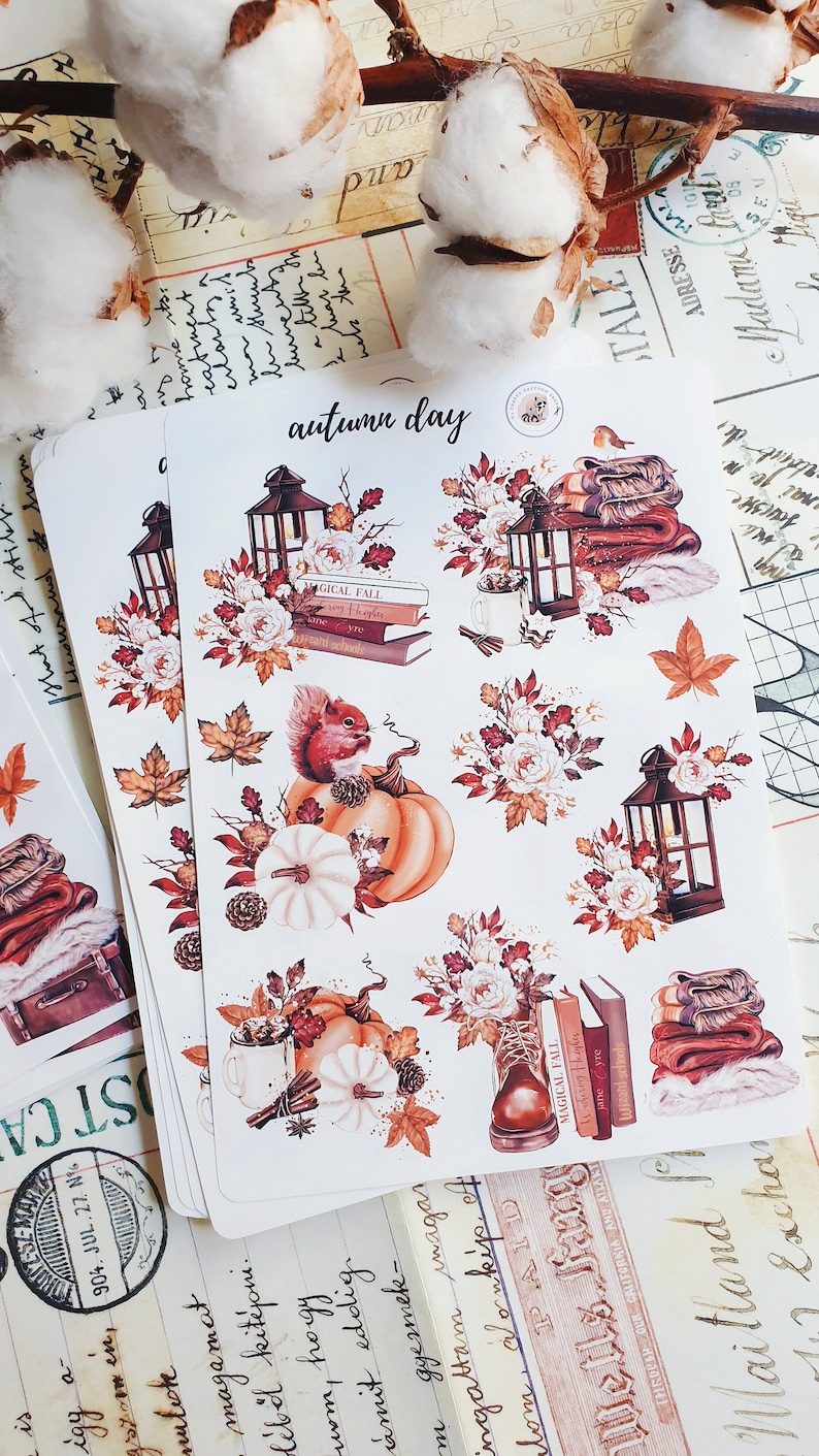 Cozy Autumn Day Stickers: Matte Vinyl Planner Stickers - Etsy