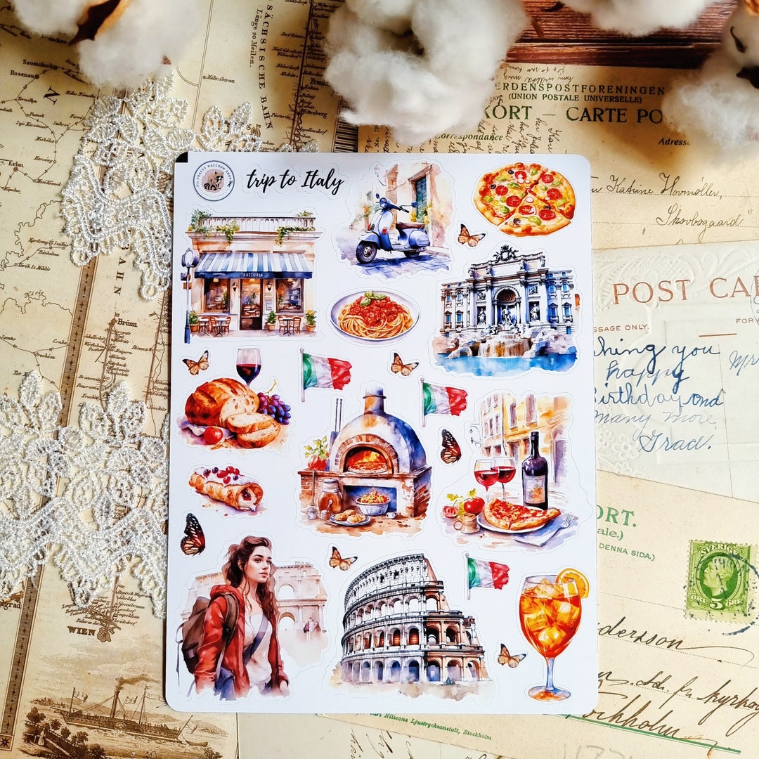 Trip to Italy Stickers / Travel Stickers/ Matt Paper Sticker Sheet - Etsy