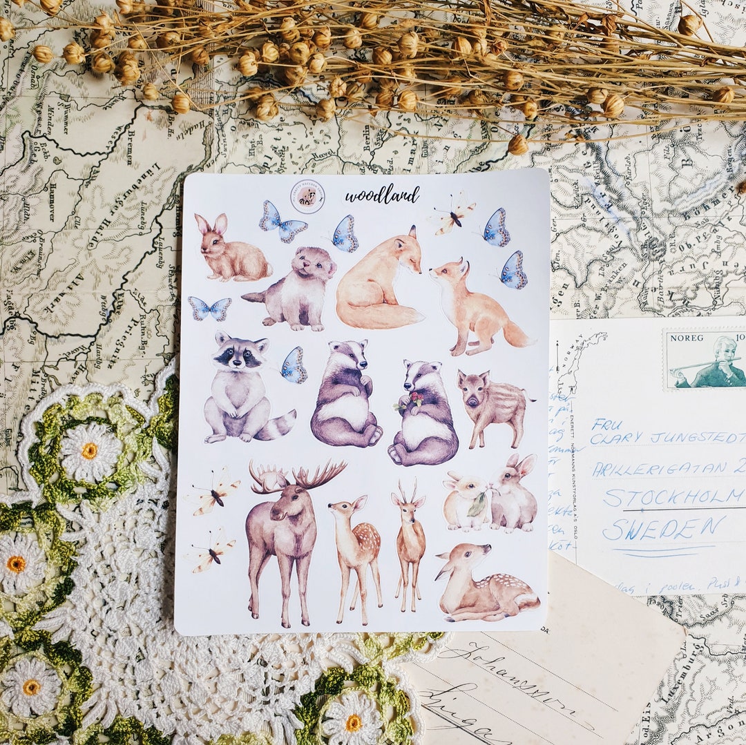 Forest Animals Stickers/ Woodland Stickers/ Fox, Moose, Deer, Badger ...