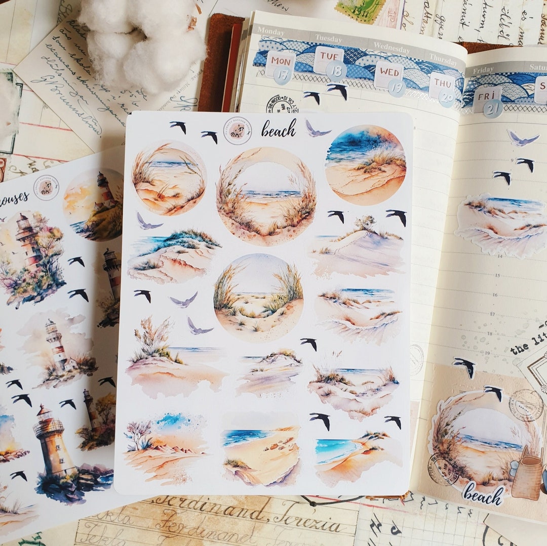 Strand Sticker / Reisetagebuch / Fernweh Sticker - Etsy.de