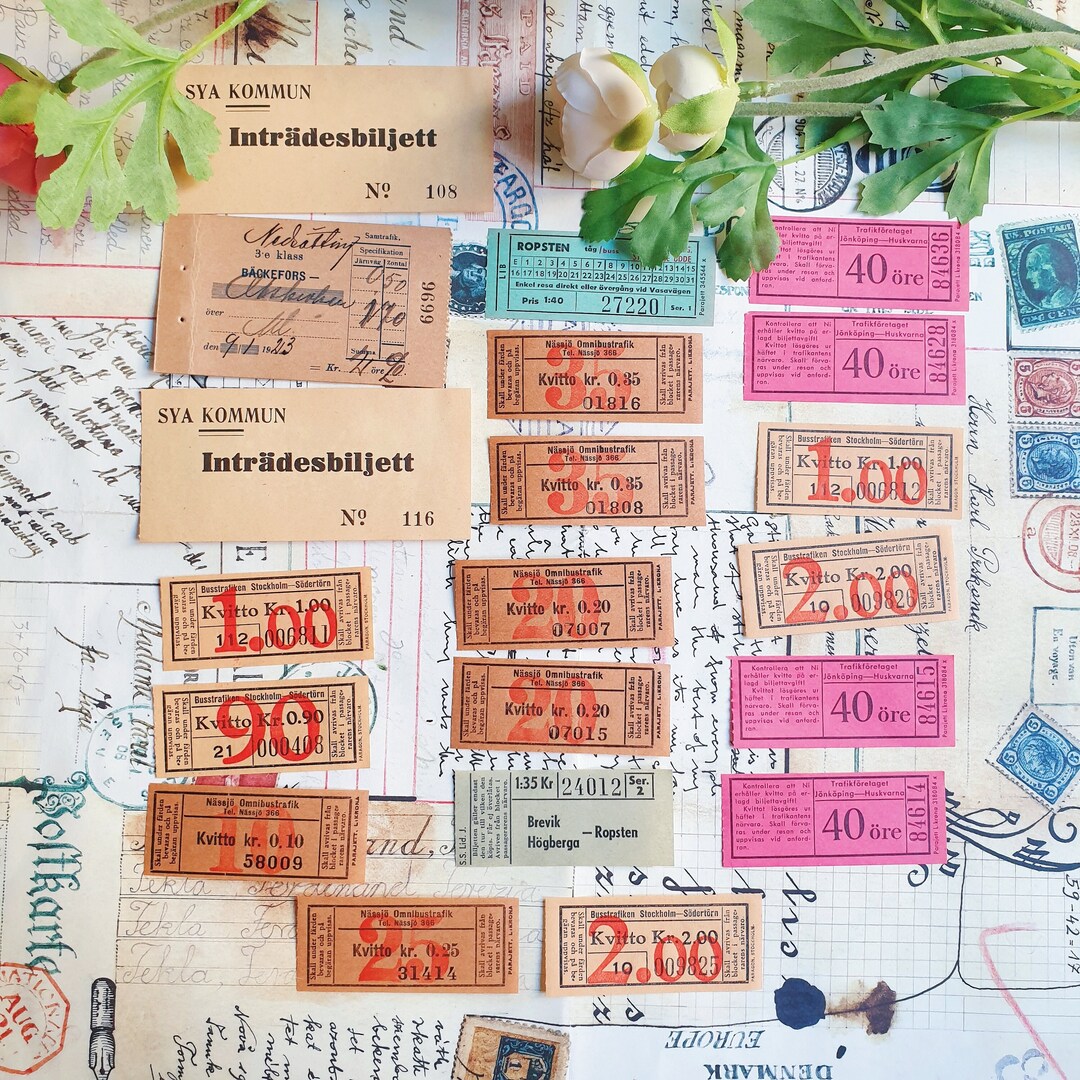 Vintage Swedish Tickets Sets Rare Bus and Train Tickets From Sweden ...