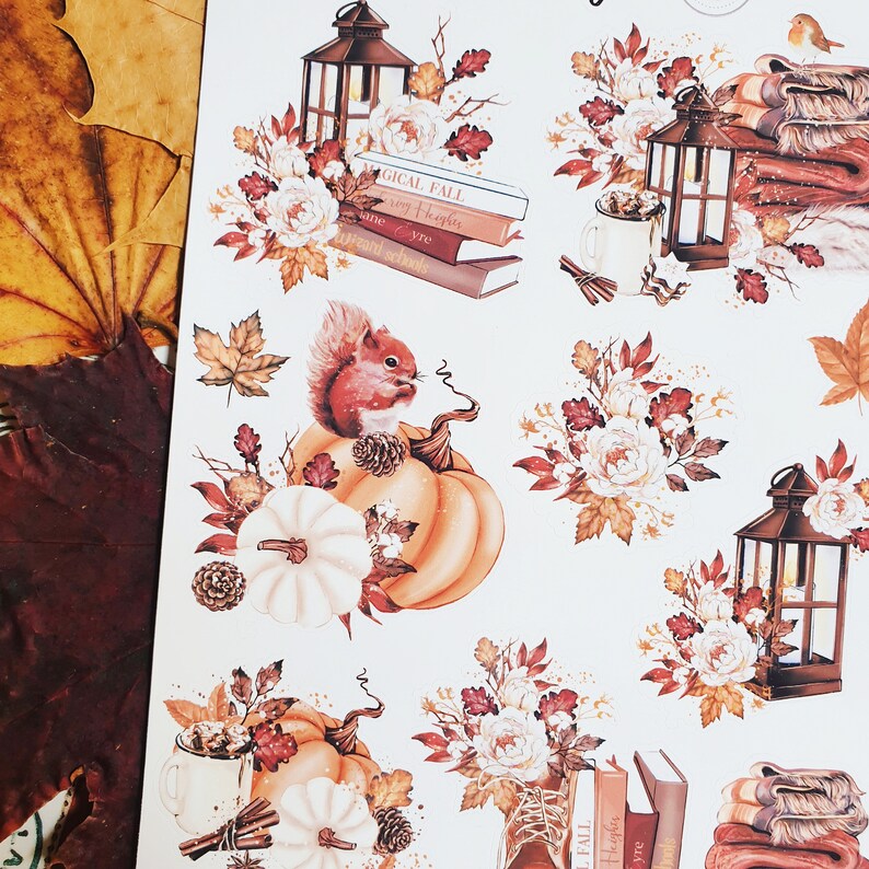 Cozy Autumn Day Stickers: Matte Vinyl Planner Stickers - Etsy