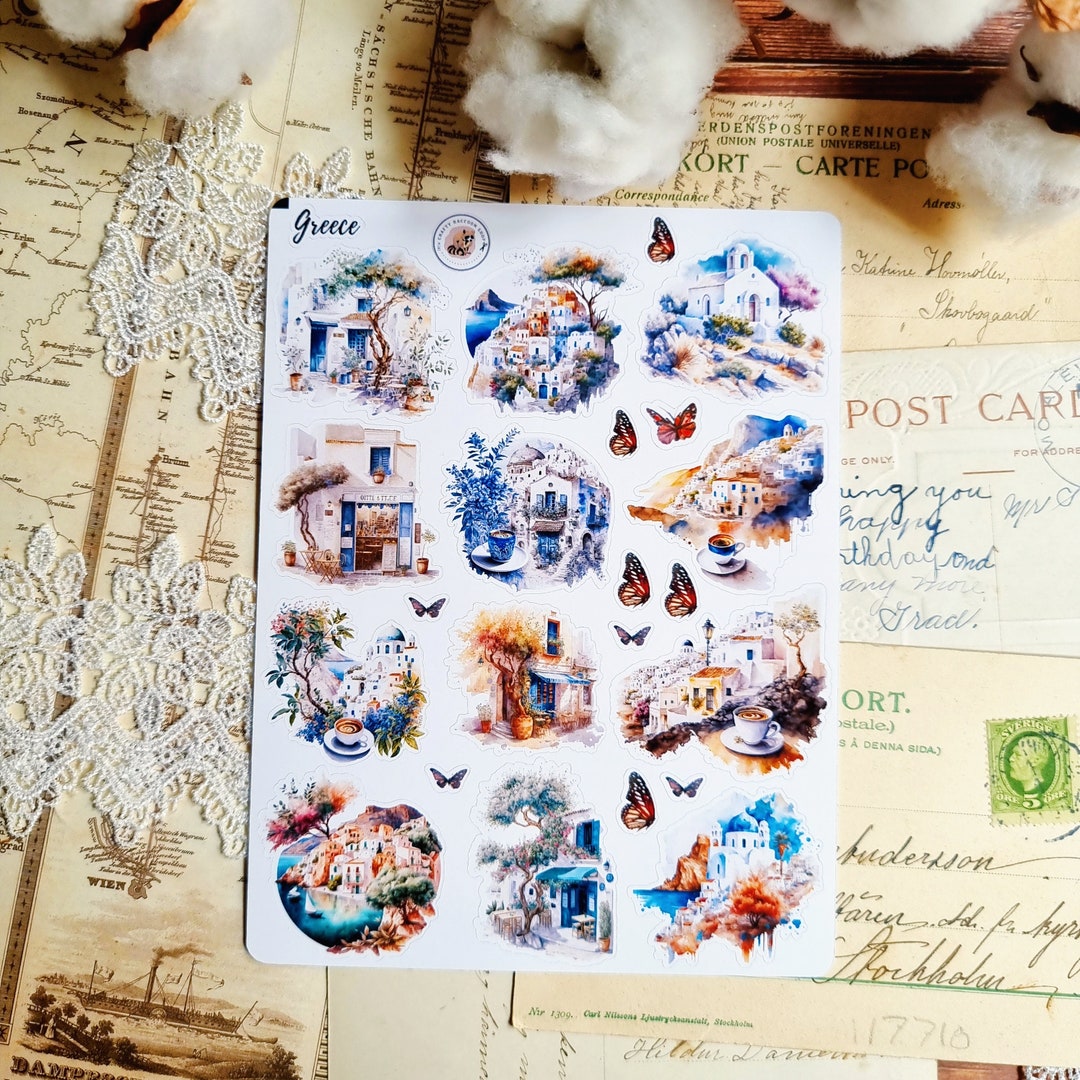 Greece Stickers / Travel Stickers/ Matt Paper Sticker Sheet - Etsy