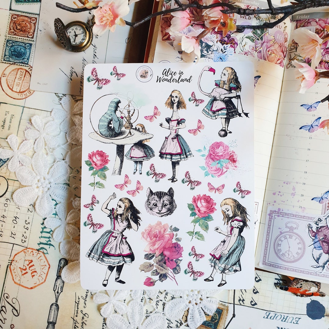 Alice in Wonderland Stickers/ Book Stickers/ Matt Vinyl Nature Sticker ...