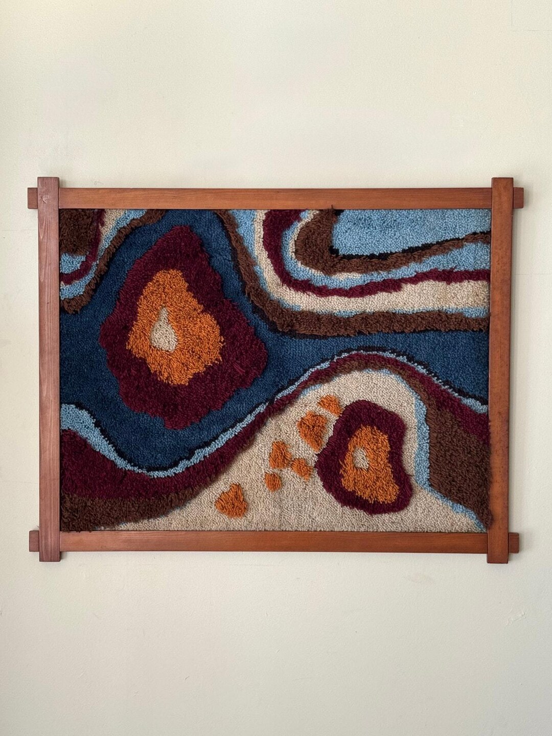 1970s Hand Tufted Abstract Fiber Art in Wood Frame - Etsy