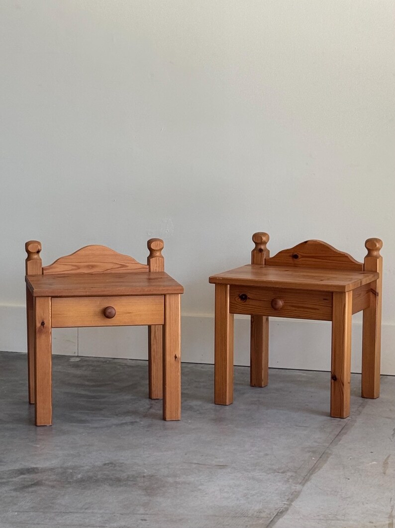 Pair 1970s Swedish Pine Side Tables / Night Stands - Etsy