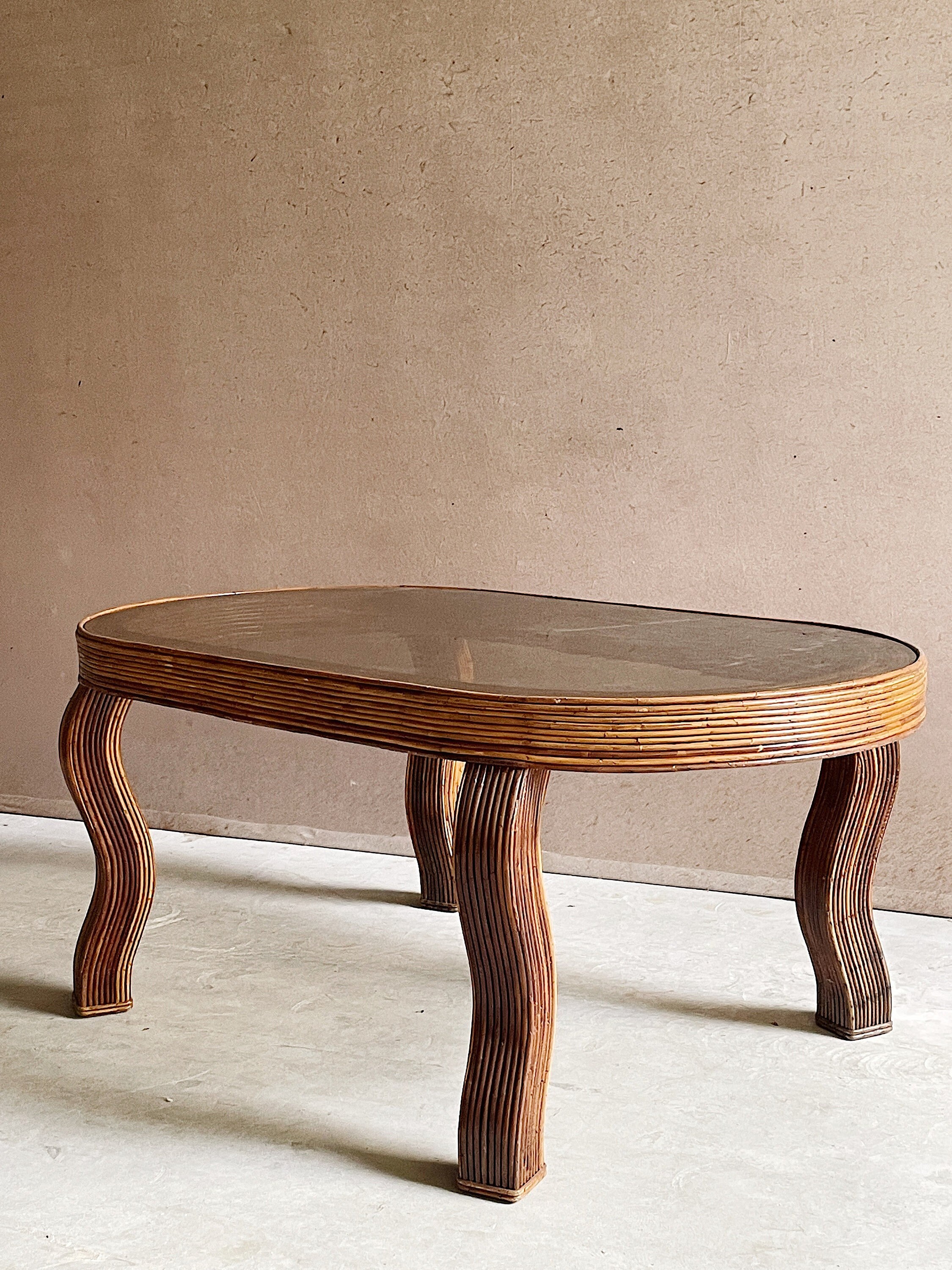 Vintage Pencil Reed Wavy Leg Dining Table Organic Coastal - Etsy