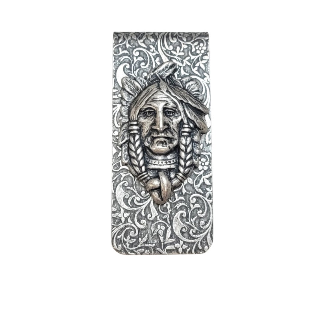 Handmade Oxidized Silver Embossed Indian Chief Money Clip - Etsy