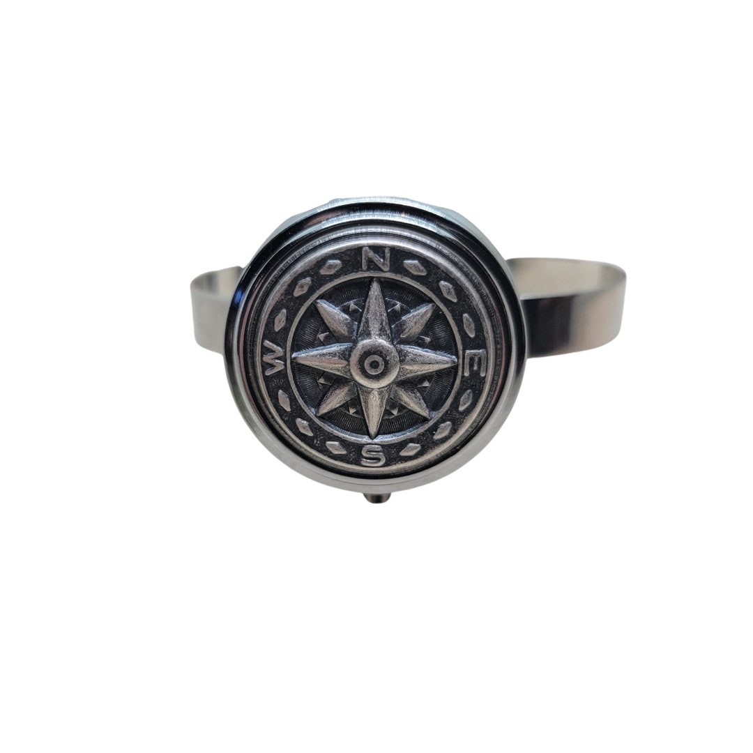 Handmade Silver Compass Pill Box Cuff Bracelet - Etsy Denmark