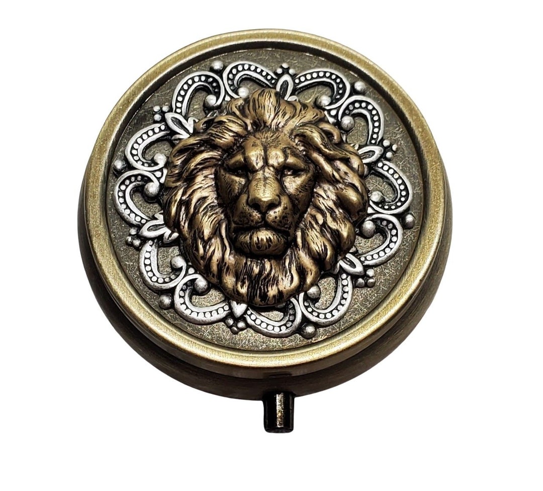 Handmade Antique Bronze Lion Pill Box - Etsy