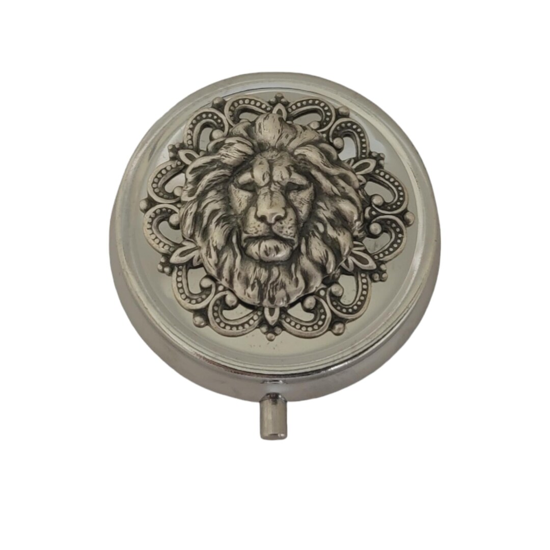 Handmade Antique Silver Lion Pill Box - Etsy