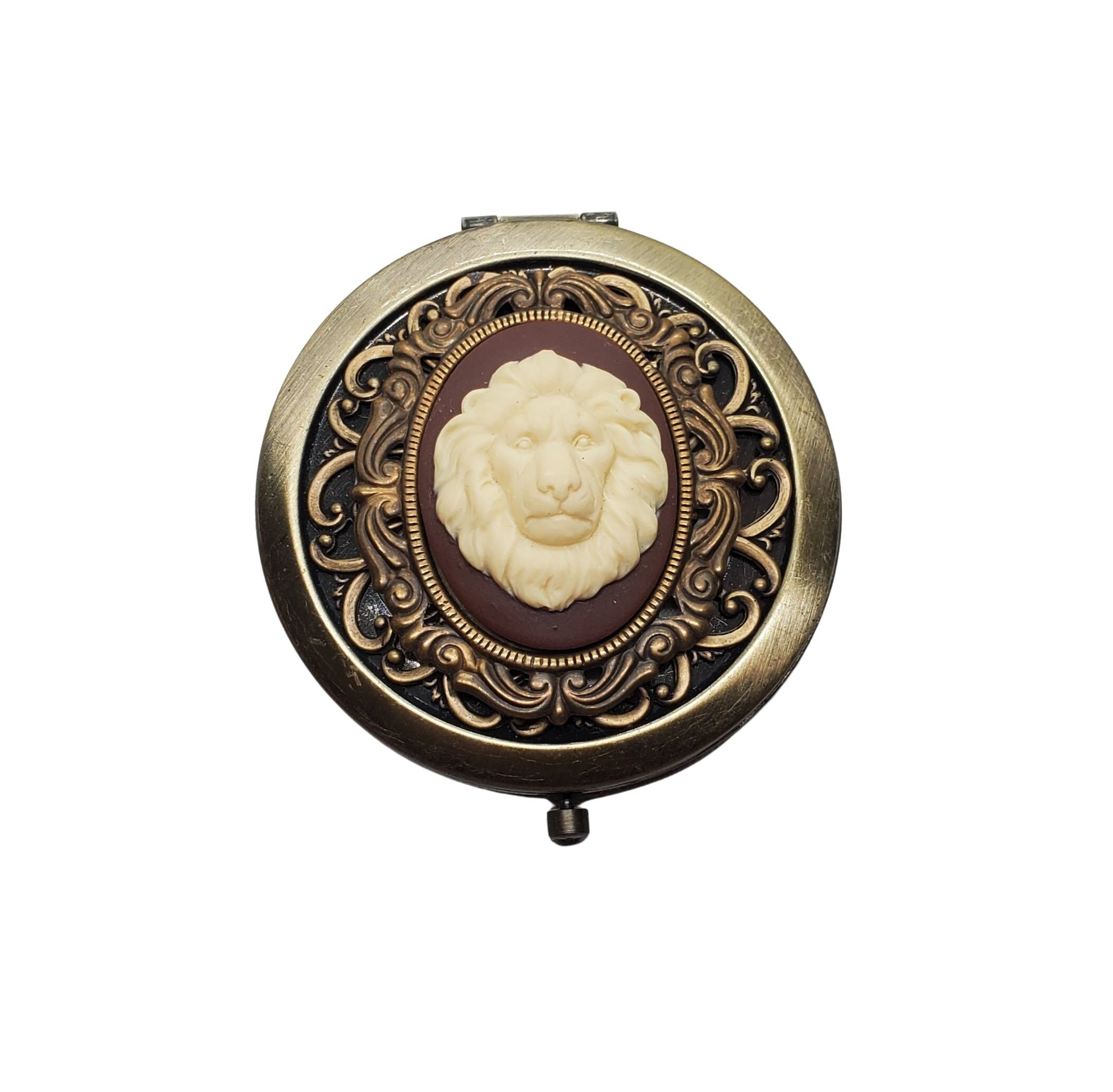 Handmade Lion Cameo Compact Mirror - Etsy UK
