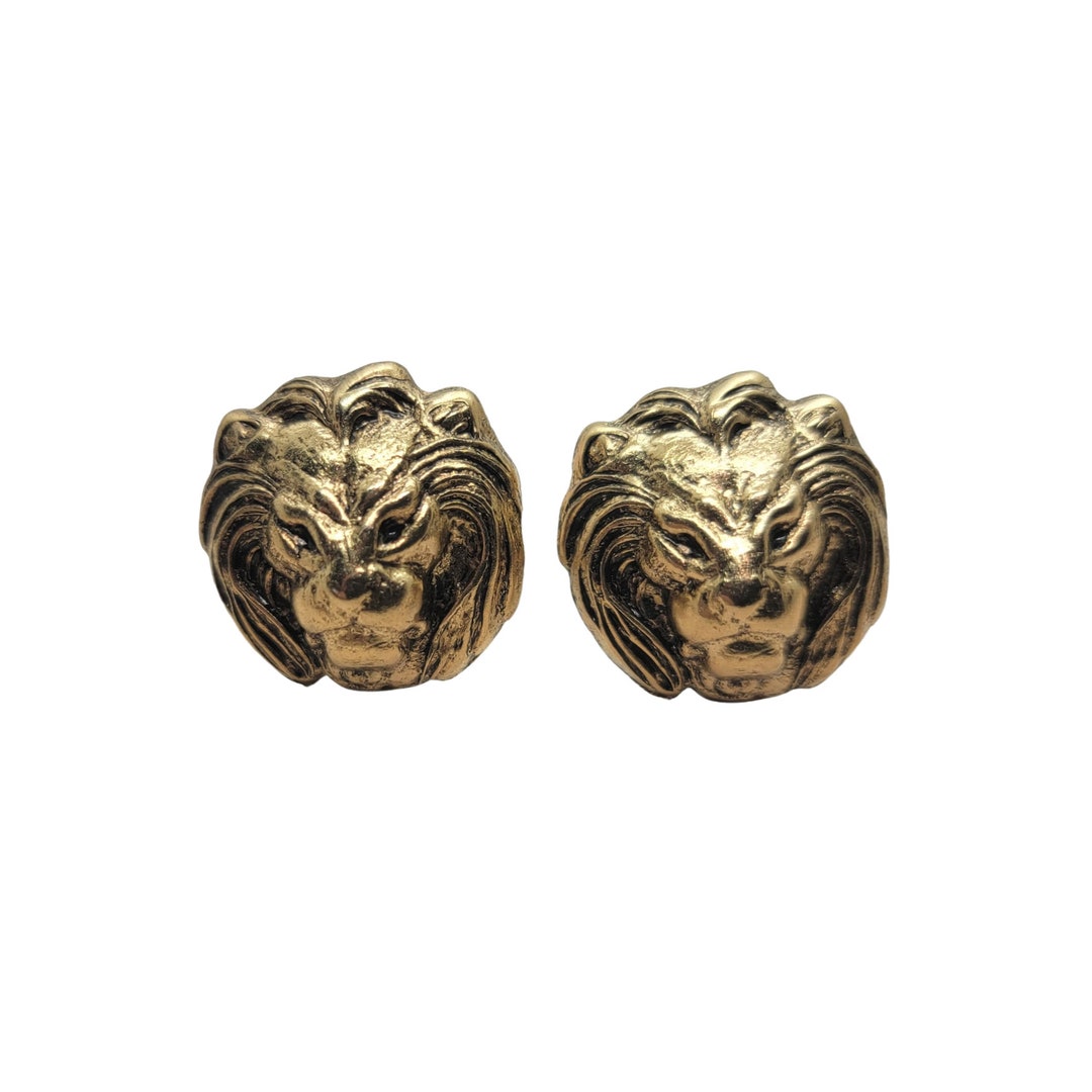 Handmade Oxidized Gold Lion Cuff Links - Etsy