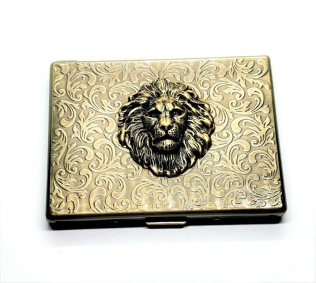Handmade Oxidized Brass Embossed Lion Cigarette Case - Etsy UK