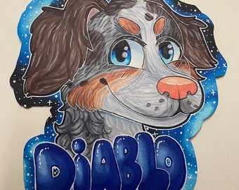 Custom Fursona Badge for Furry Conventions, Laminated Badge, Copic ...