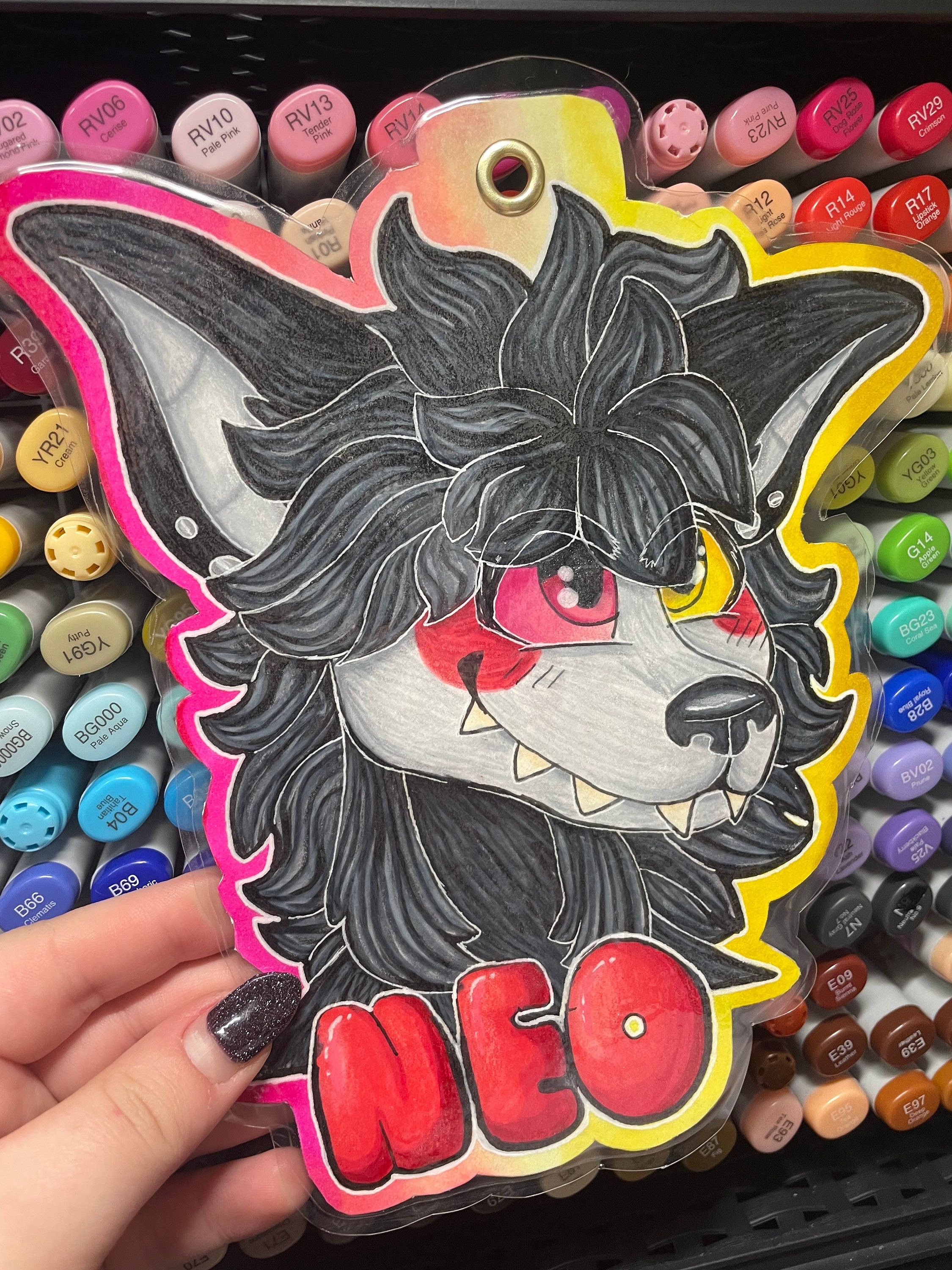 Custom Fursona Badge for Furry Conventions, Laminated Badge, Copic ...